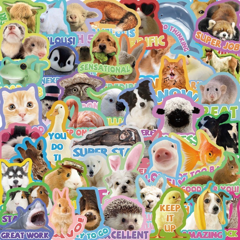 50pcs Animal Reward Stickers for Kids Students Teachers, Waterproof ...