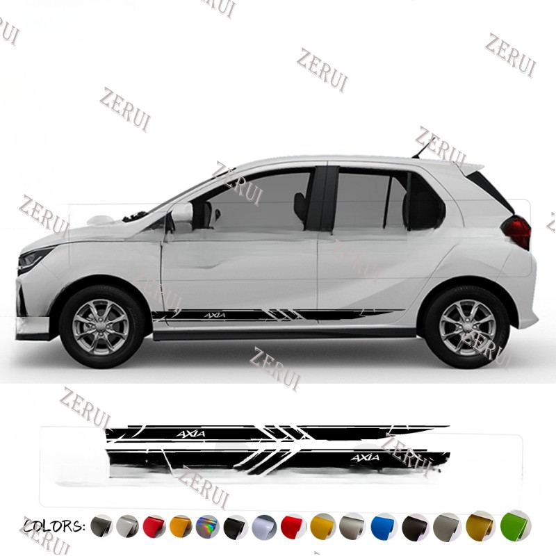 ZR For 2Pcs For Perodua Axia 2014-2023 Car Door Side Stripes Skirt ...