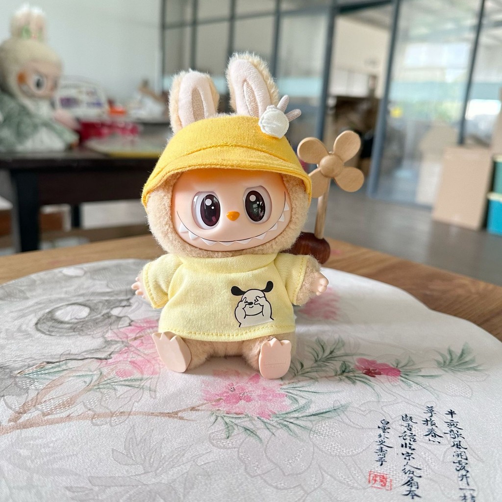 LABUBU POP MART V2 15cmPlush Doll Pendant Doll Clothes Yellow Puppy ...