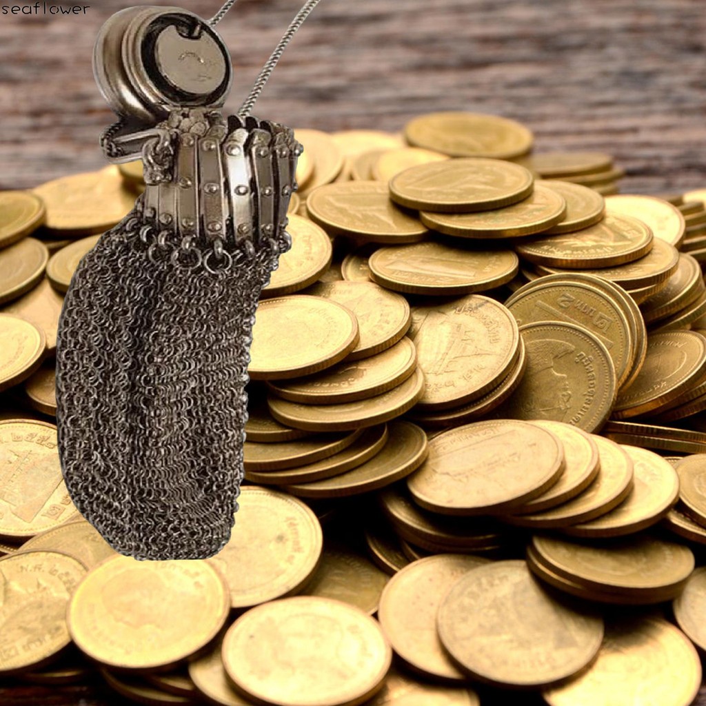Vintage Mini Mesh Coin Purse Funny Stainless Steel Rotating Lid Grid ...