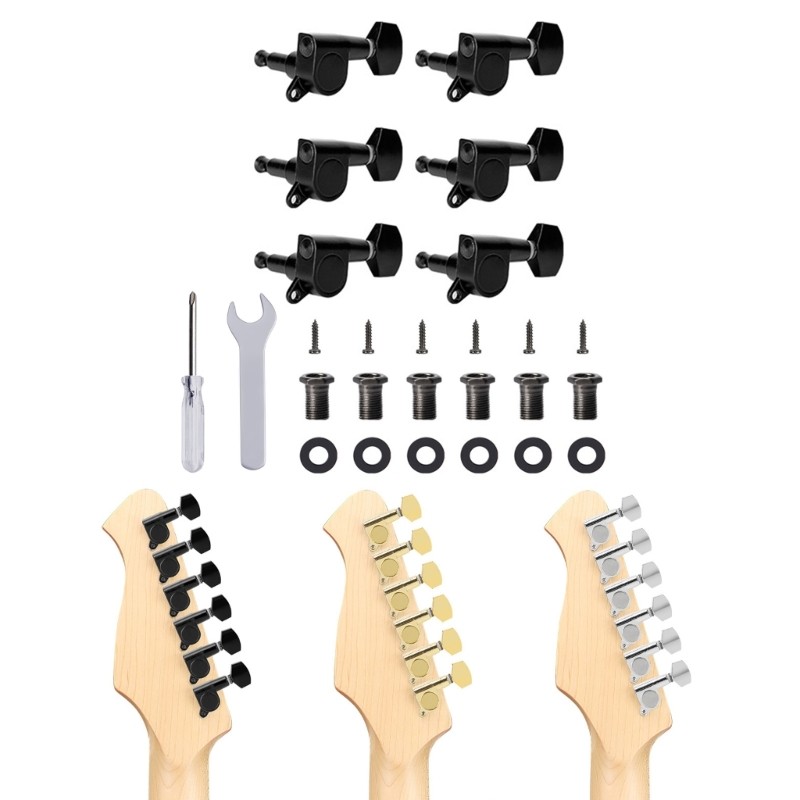 love* 6Pcs Locking Guitar String Tunings Pegs 6 inline Sealed Machine ...