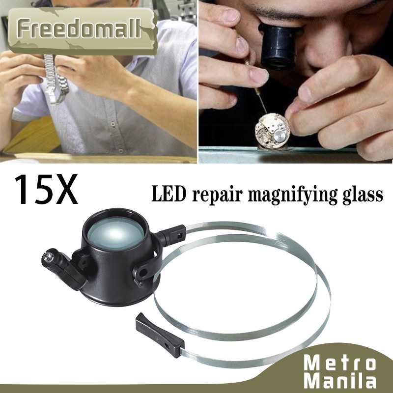 15X Magnifier Metal Hands Free Head Band Jewelry Watch Repair Eye Loupe ...