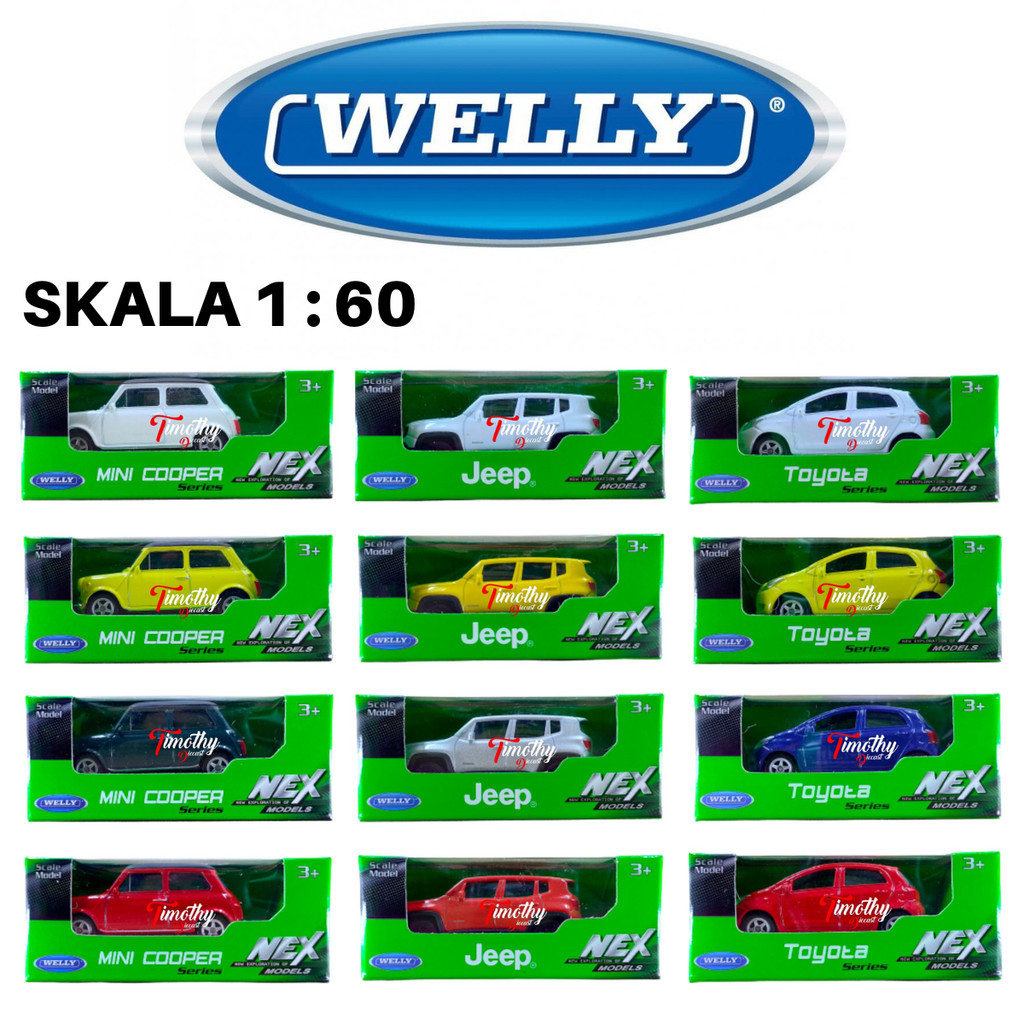 Diecast Welly Nex 60th Scale Mix Toyota Yaris Mini Cooper Jeep Renegade ...