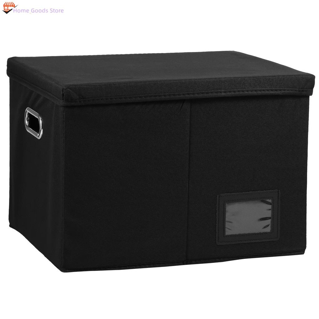 File Organizer Box with Lid Foldable Hanging File Filing Box Fabric ...