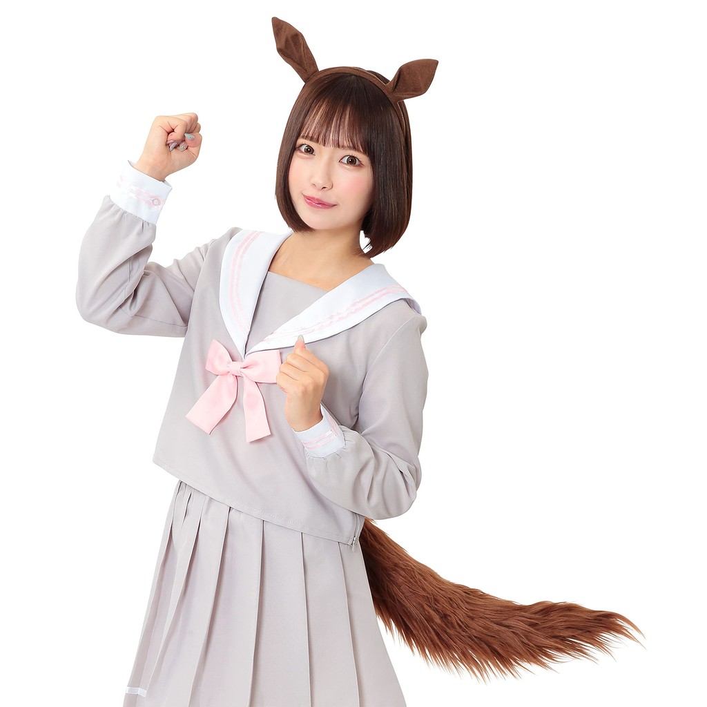 Clearstone (Clearstone) Kemimimi Tail Set Cosplay Halloween Uma Ears Tail Set Uma Horse Catsuit ...