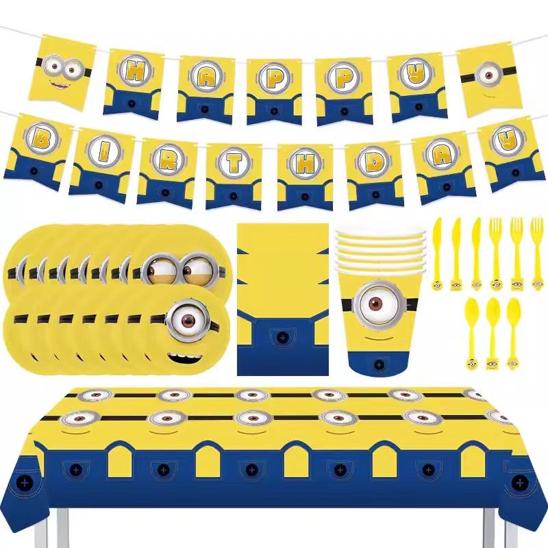 Minions Birthday party, banquet, cartoon character flag, background ...