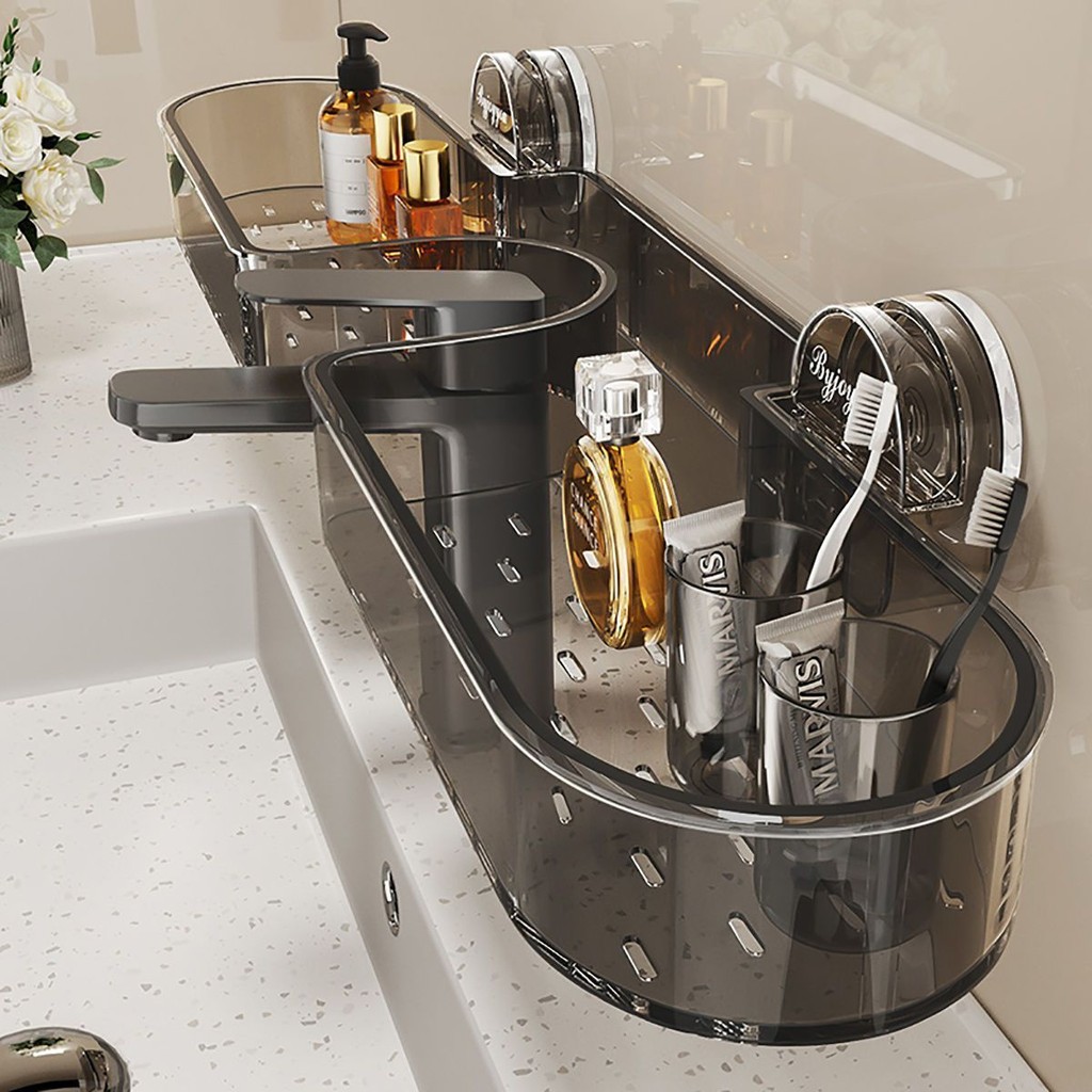 Faucet Storage Rack Bathroom Suction Cup Storage Rack Space Saving ...