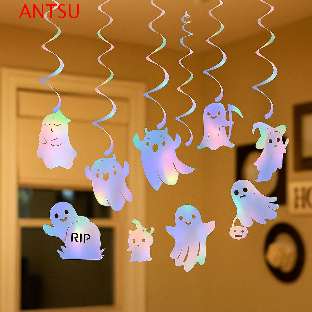 ANTSU Halloween Ceiling Ghost Swirl, Colorful Spooky Ghost Hanging ...