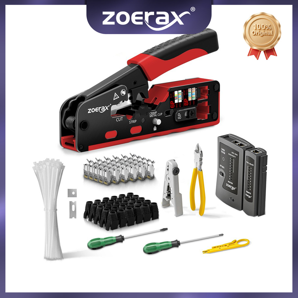 ZoeRax RJ45 Cat7 Cat6A Network Tool Kit,Cable Tester,Wire Cutter,Blades ...