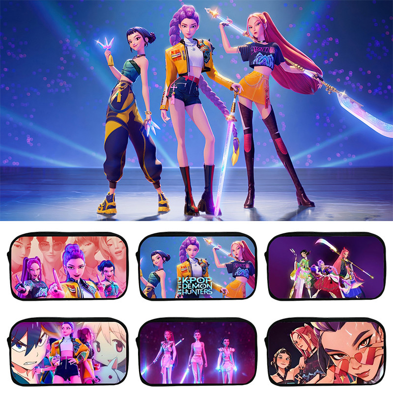 K-Pop KPop Demon Hunters Pen Bag Cartoon Huntrix Series Pencil Case ...