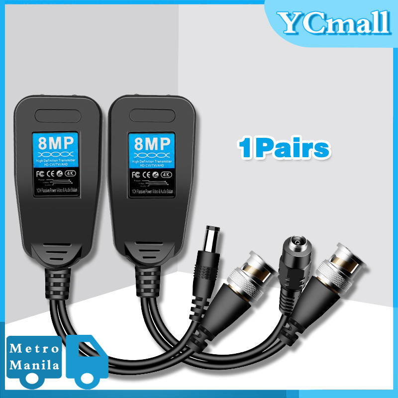 8mp Hd-Cvi/Tvi/Ahd/Cvbs Passive Video Balun With Power Connector Bnc Connector+Dc Connector ...