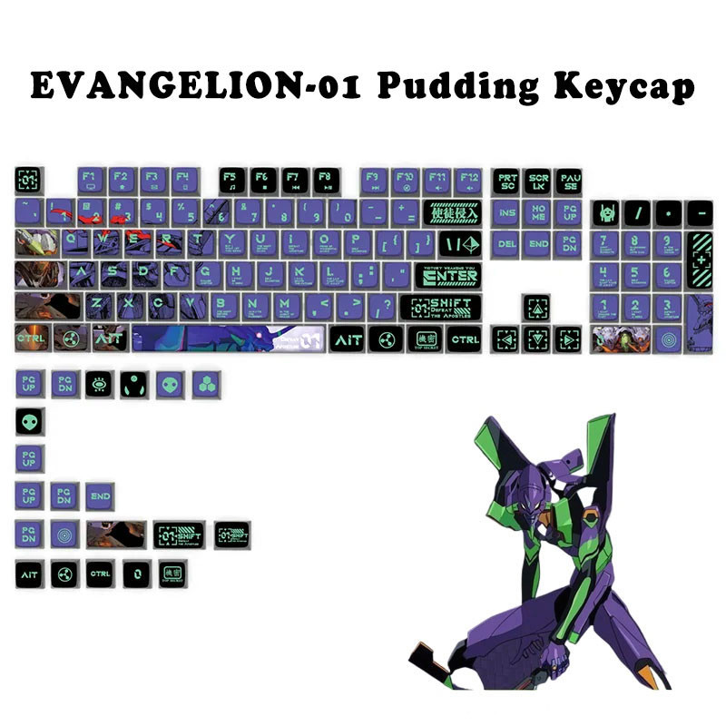 EVANGELION-01 Pudding Keycap 125 Keys SAX Profile Four-sided Light ...