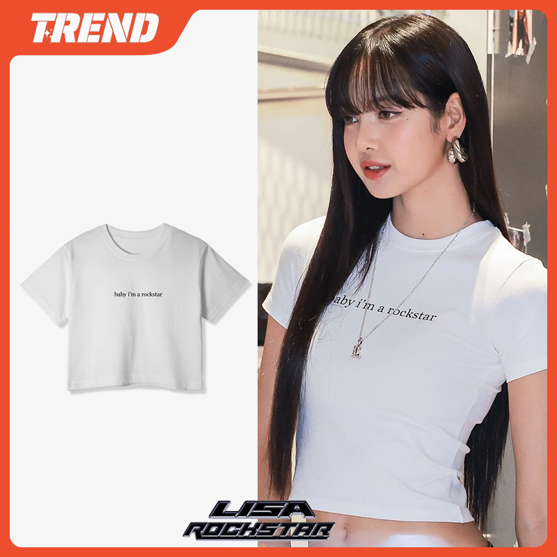 KPOP BLACKPINK LISA ROCKSTAR LYRIC CROP TOP Men's and Women's Korean ...