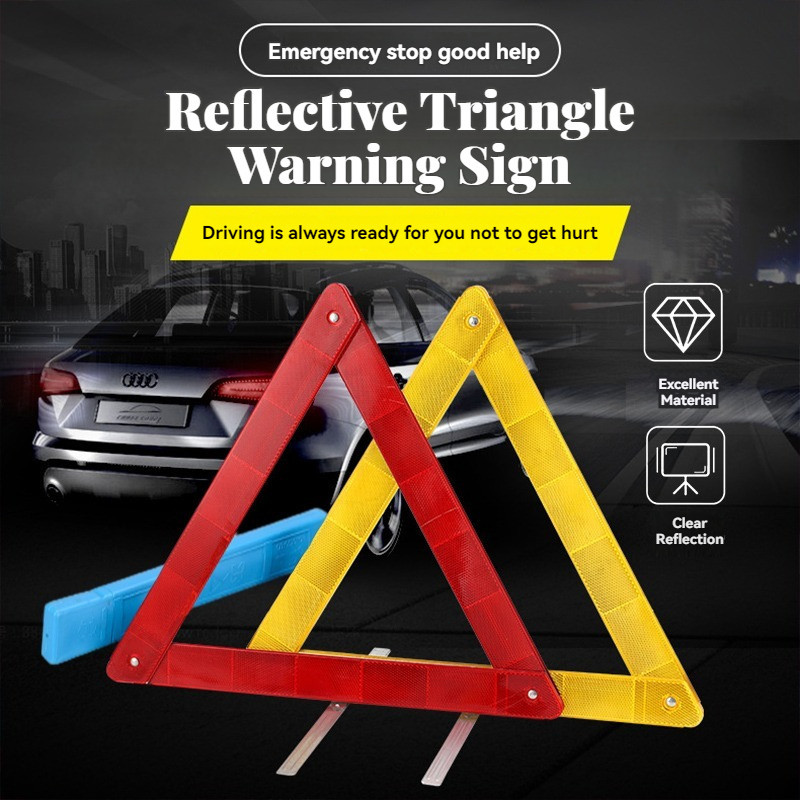 2Pcs Reflective Triangle Emergency Early Warning Device for Road Safety ...
