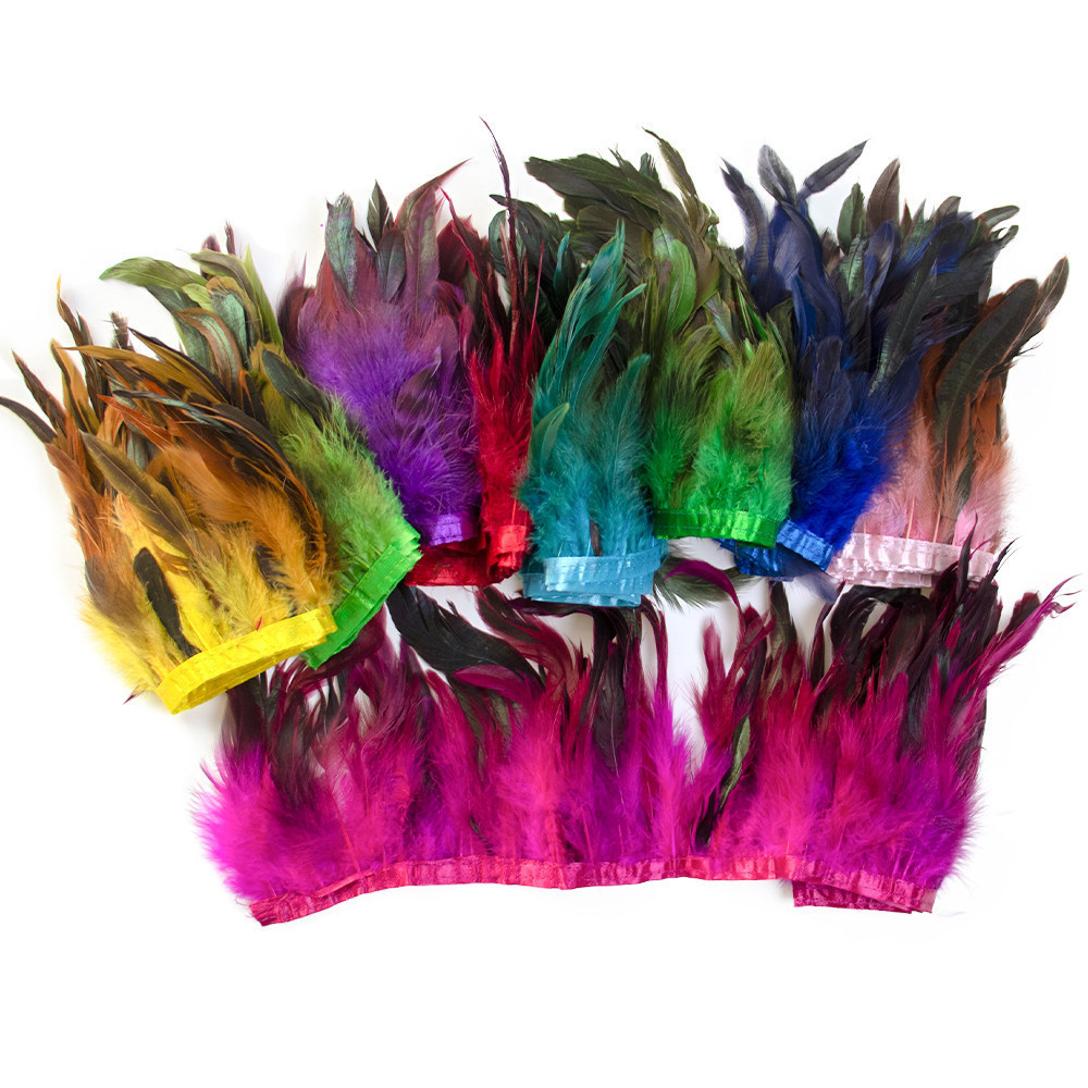 1Meter Rooster Feathers Trim Tassel Fringe on Tape Chicken Pheasant ...