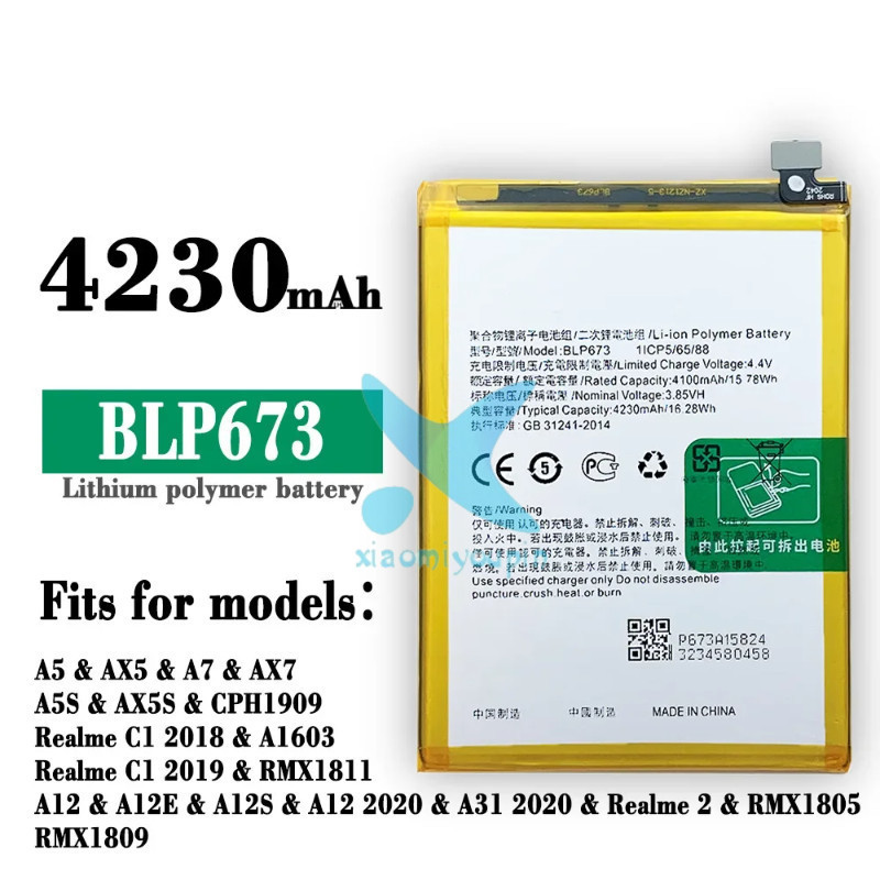 BLP673 Replacement Battery For OPPO A3S AX5 A31 A12 A11 A11K Realme C1 ...