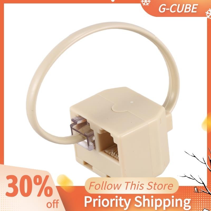 RJ11 6P4C 2 Way Outlet Telephone Jack Line Splitter Adapter Beige ...