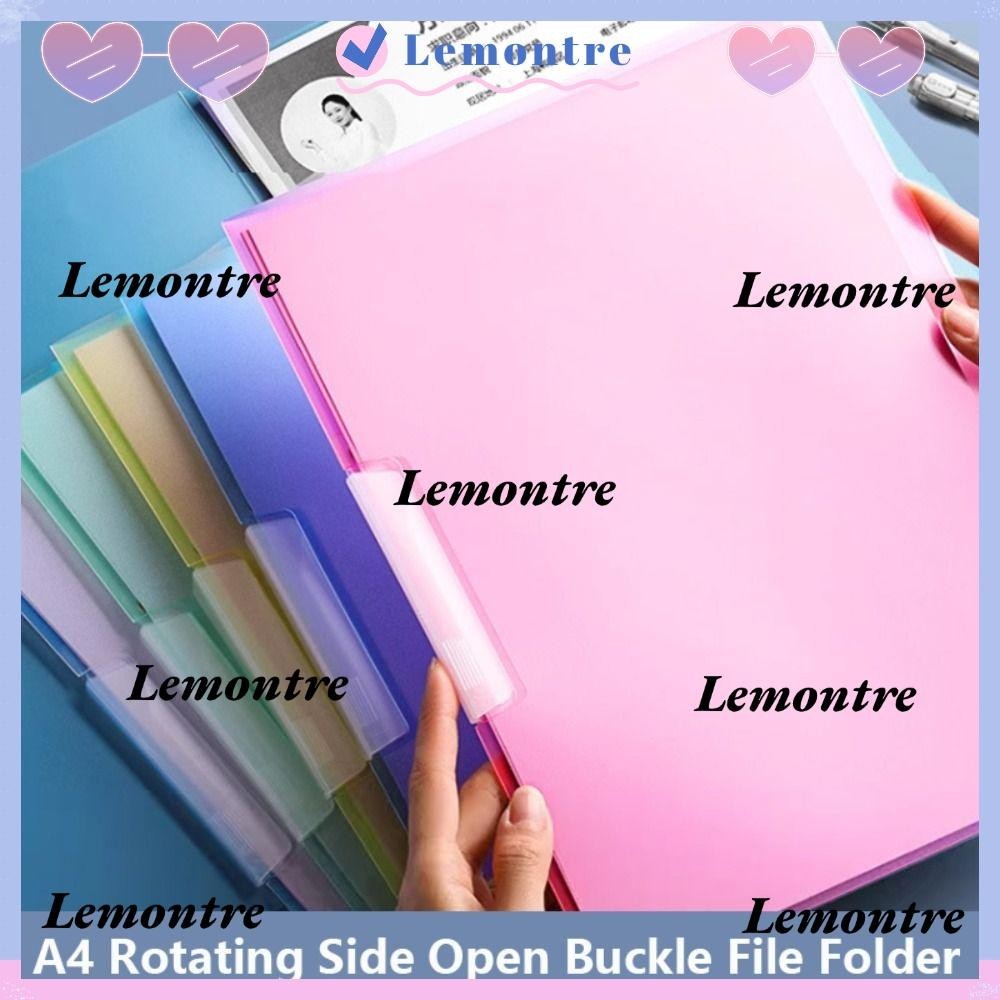 LEMONTRE File Folder, Rotating Side Open Buckle Loose Leaf A4 Clipboard, PP Loose Leaf File ...