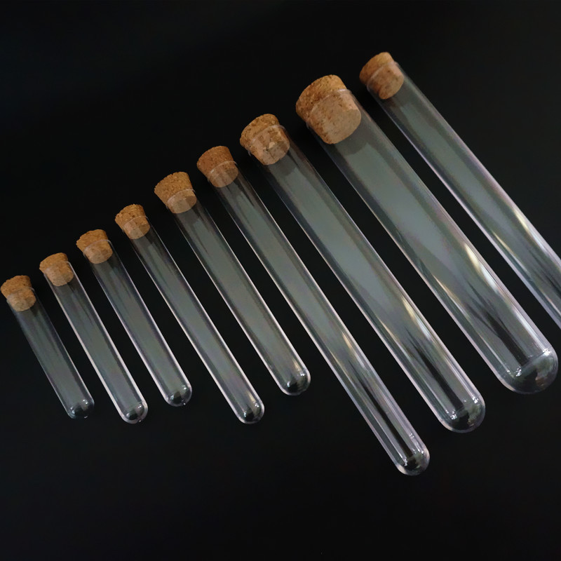 Dia 12mm To 25mm Lab Clear Plastic Test Tubes With Corks Stoppers Caps ...
