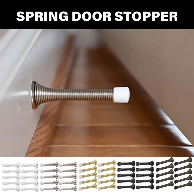 HL 10Pcs Spring Door Stoppers with Rustproof Screw Rubber Bumper Tip ...