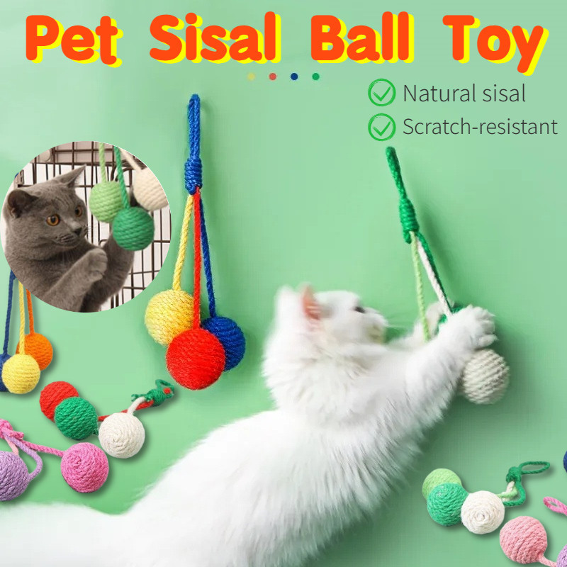 Pet Hanging Sisal Ball Cat Dog Chewing Scratching Wear-resistant Rope ...