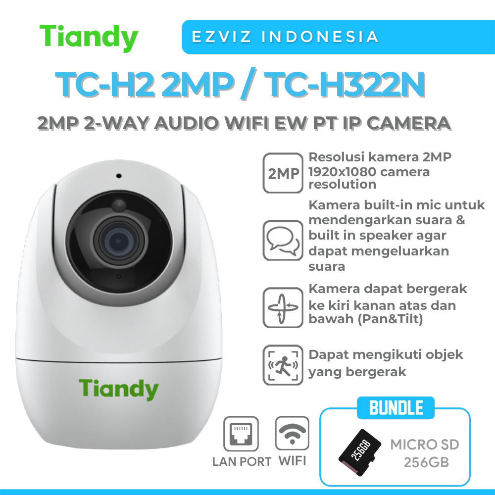 Tiandy TC-H2 2MP/TC-H322N 2-WAY AUDIO WIFI EW PAN TILT SMART IP CAMERA ...