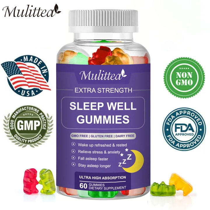 Mulittea Sleep Melatonin Gummies Sleep Support Vitamin Supplement Aid ...