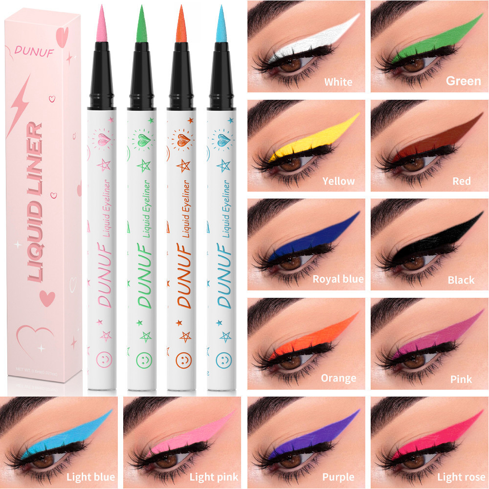 DUNUF 12 Colors Long-lasting Waterproof Liquid Eyeliner, Sweat ...