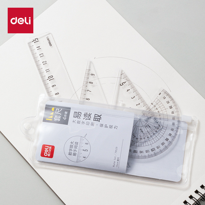 4 Pcs/ Set High Quality Ruler Protractor Student Mathematics Geometry ...