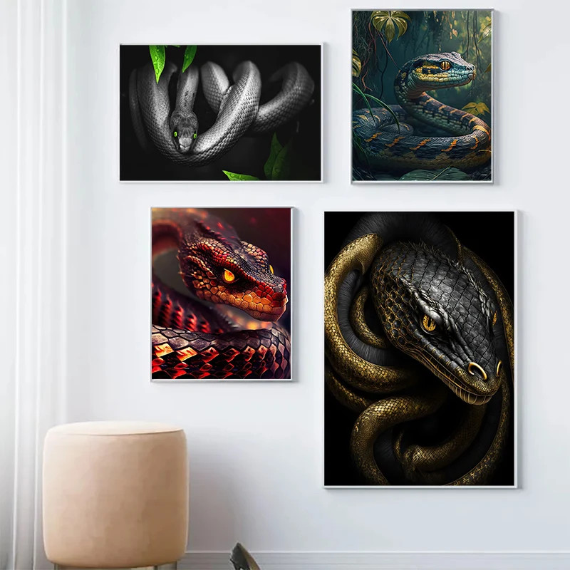 Cold-blooded Animal Snake Canvas Painting Viper Rainforest Killer ...