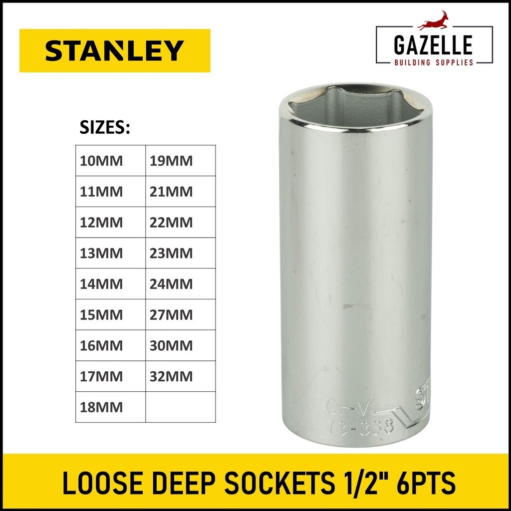 Stanley Loose Deep Sockets 1/2" 6Pts - 10MM to 32MM | Shopee Philippines