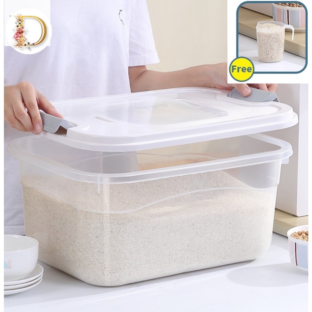 【DD Rice Dispenser Food Storage with FREE measuring cup sealed grain ...