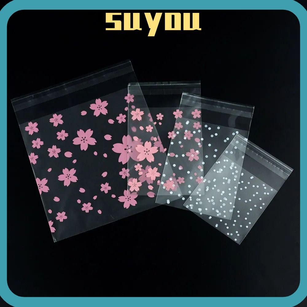 SUYO 100Pcs Candy Gift Bags, Transparent Sakura Snack Packaging Bags ...