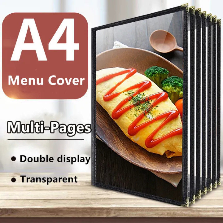 Menu Cover Cook Book Transparent Holder 3/4 Page A4 Size Menu Book ...