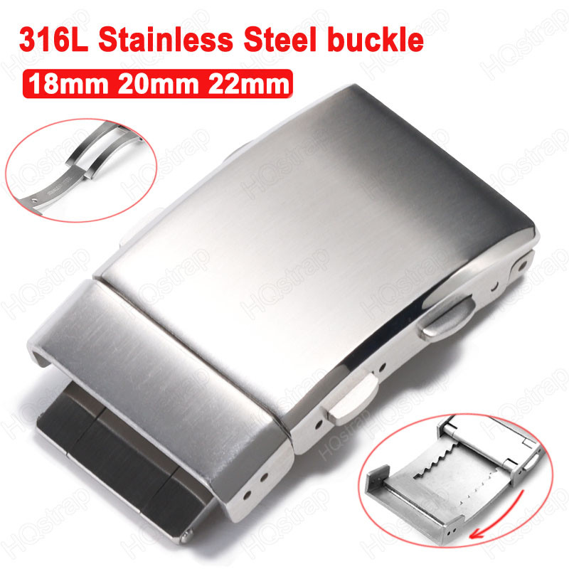 316L Stainless Steel Button 18mm 20mm 22mm Watch Buckle Strap ...