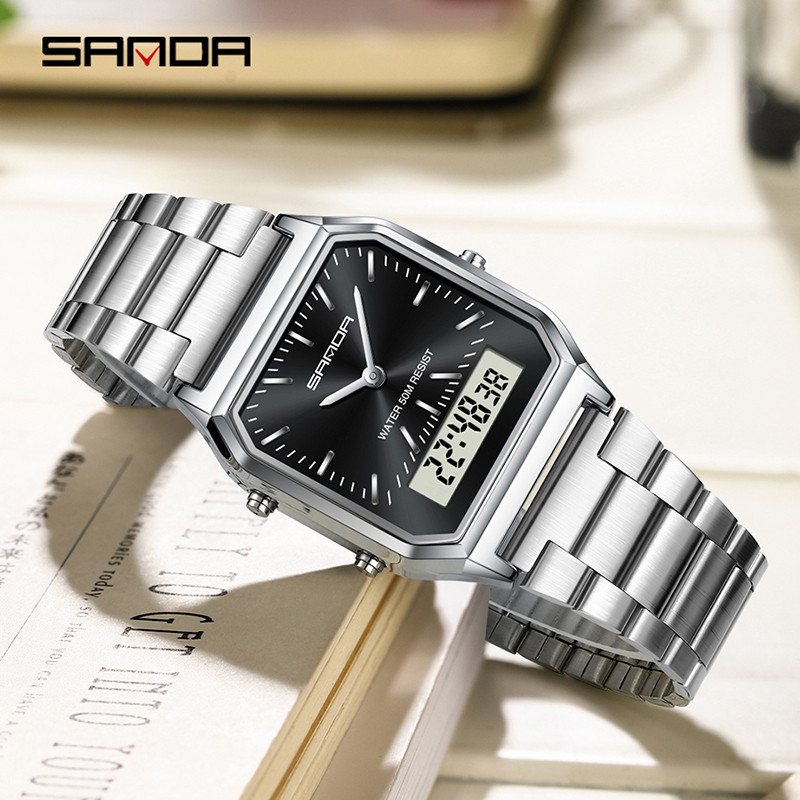SANDA Waterproof Men's and Women's Fashion Quartz Watch Stainless Steel ...