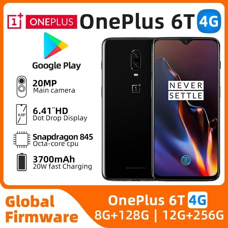 Oneplus 6T Mobile Phone 4G LTE 6.41" 8GB RAM 128GB Dual SIM Card Full Screen Snapdragon 845 ...