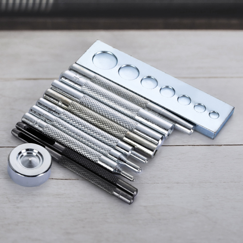 11pcs DIY Leather Tool Metal Die Punch Hole Snap Fasteners Press Studs ...