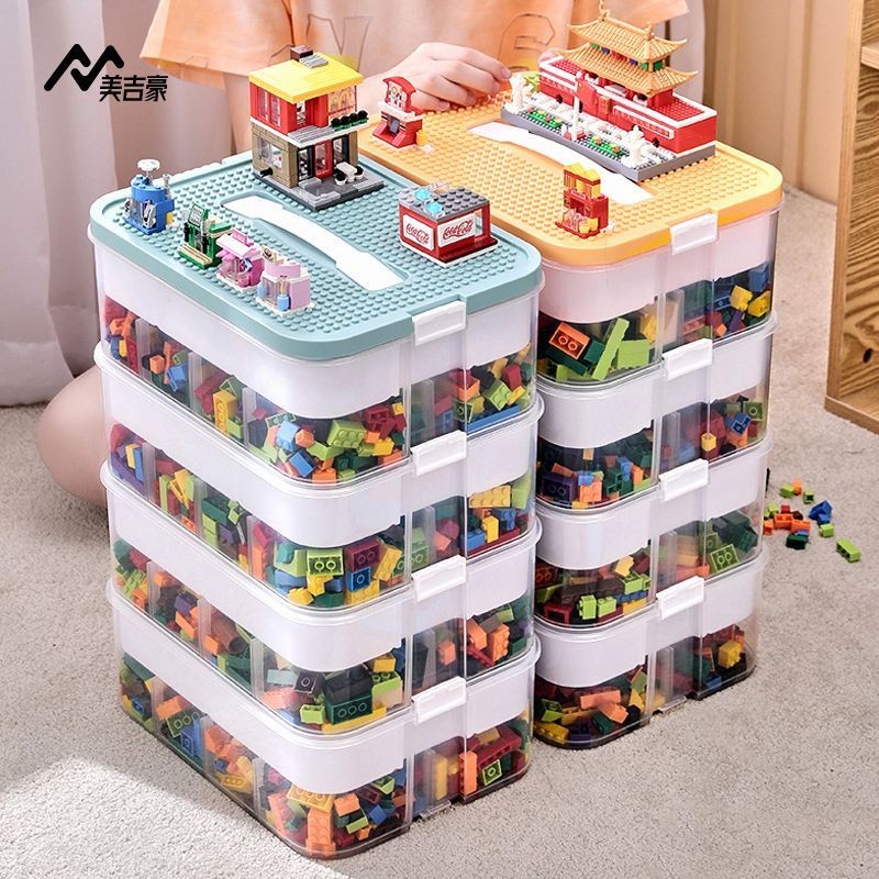 Small Particle Lego Building Block Storage Box Multi-Layer Compartment ...