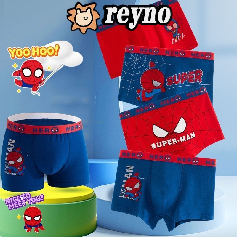 REYNO 4 Pcs/set Boys Underwear Cotton Spiderman Superhero Underpants ...
