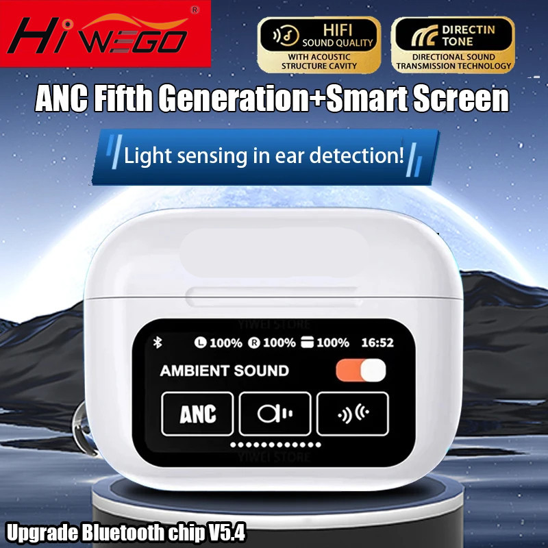 2024 Original A9 Pro Touch Screen ANC True Wireless Headset TWS Noise ...