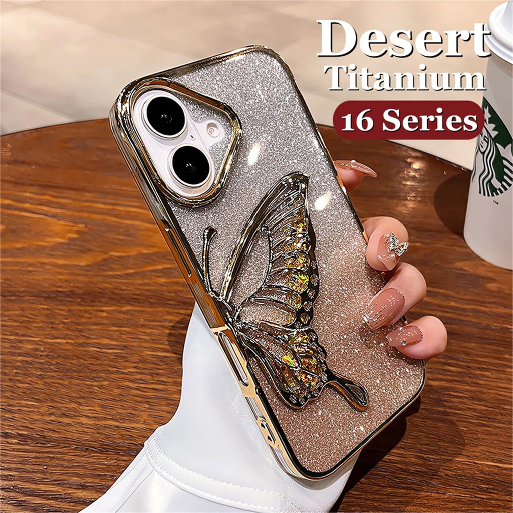 Gradient Glitter Quicksand Butterfly Phone Case for IPhone 16 Pro Max 12 13 14 16 Pro Max Plus ...