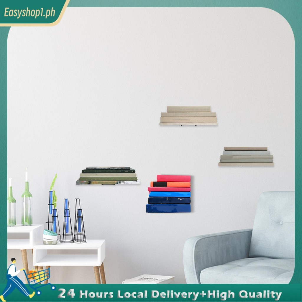 4 Pcs Invisible Book Shelf Floating Wall-Mounted Floating Bookshelves ...