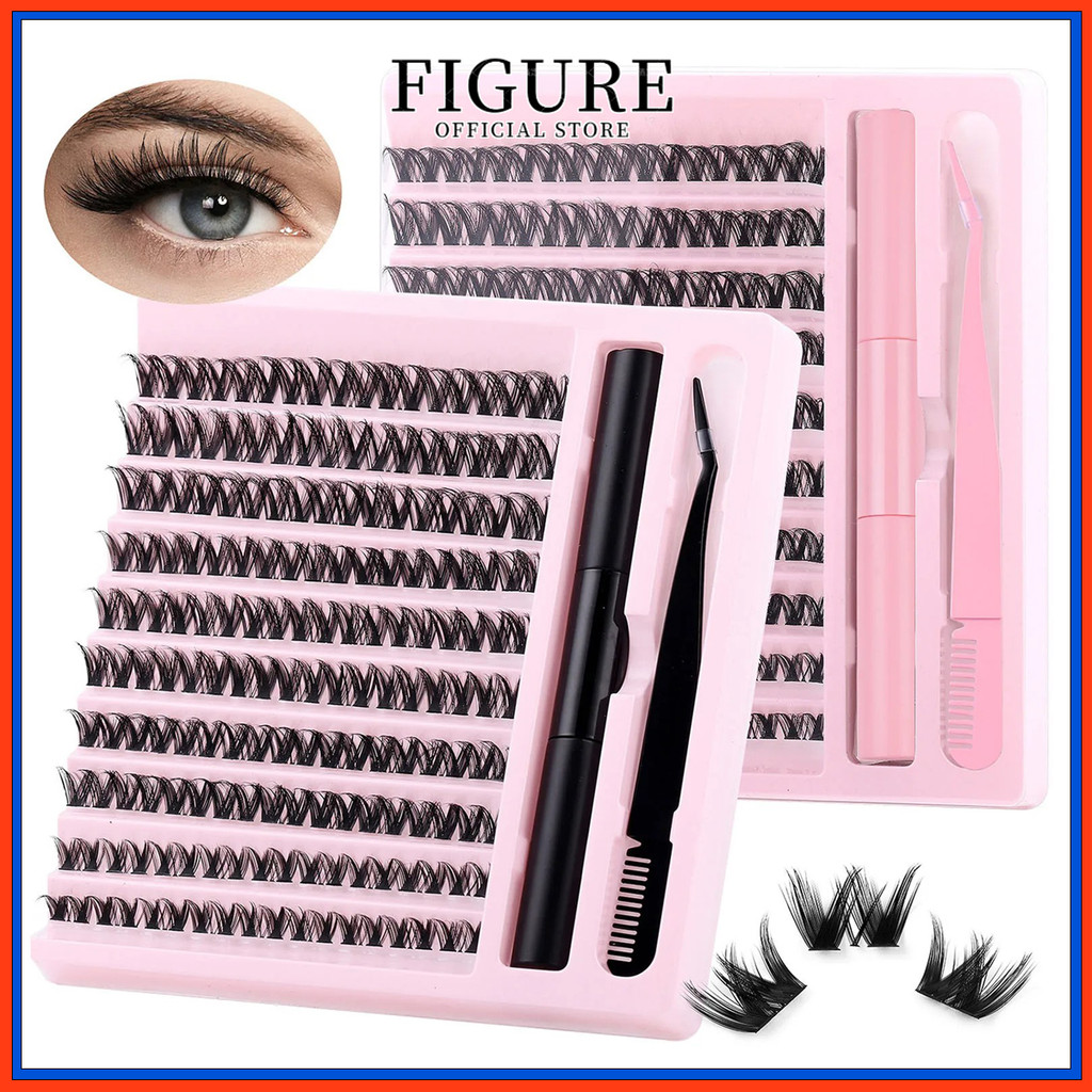 FIGURE DIY eyelash extension set with glue 20d/30d/40d (10mm-16mm) mink ...