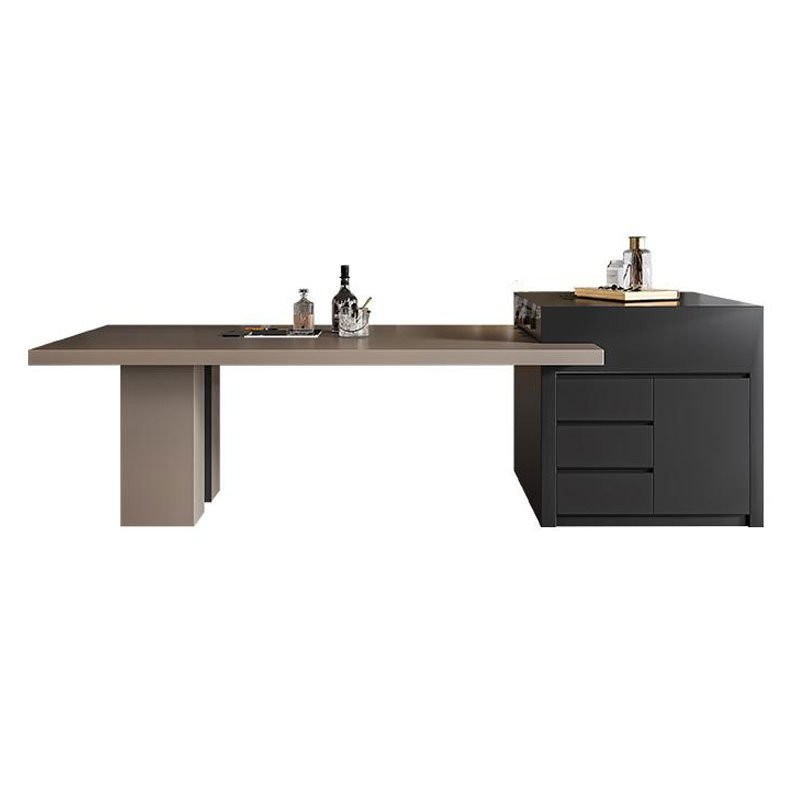 2024New Stone Plate Kitchen Island Black and White Retractable Medium ...
