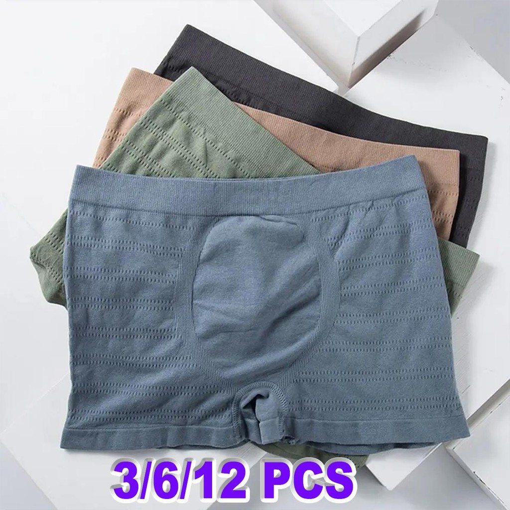 12/6/3 PCS Men Cotton Plain Boxers Menswear Trunks Boy Boxer Briefs ...