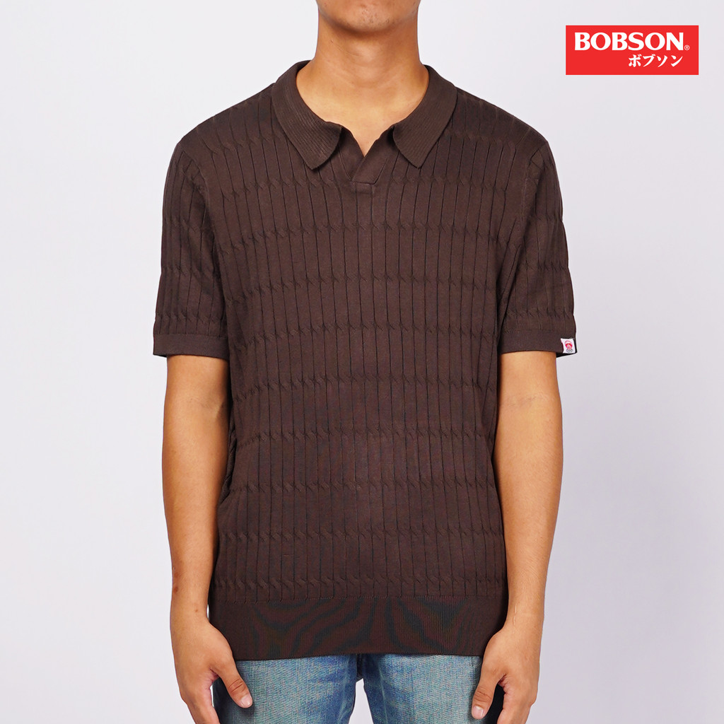 Bobson Japanese Men's Basic Collared Shirt Regular Fit 155113 (Brown ...