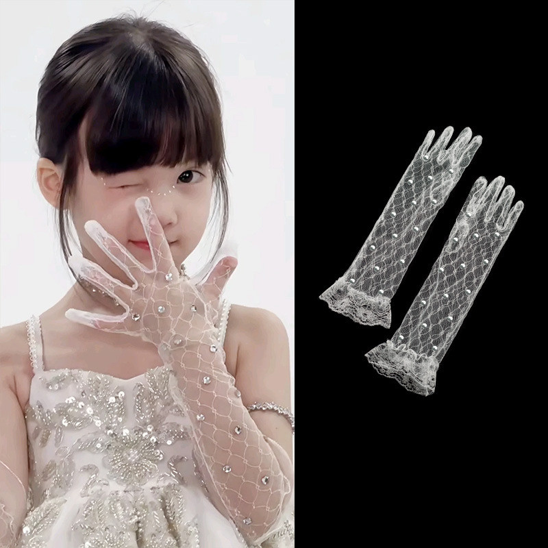 Children's Dress Lace Gloves Birthday Performance Gloves | Shopee ...