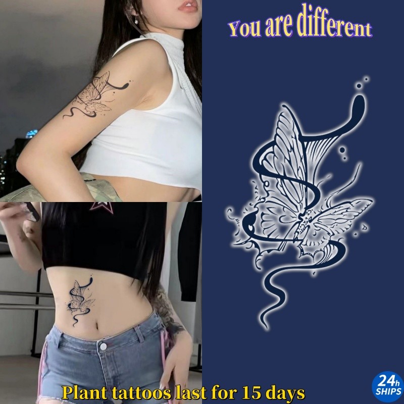 Mist snake pattern tattoo sexy girl arm plant tattoo waterproof tattoo ...