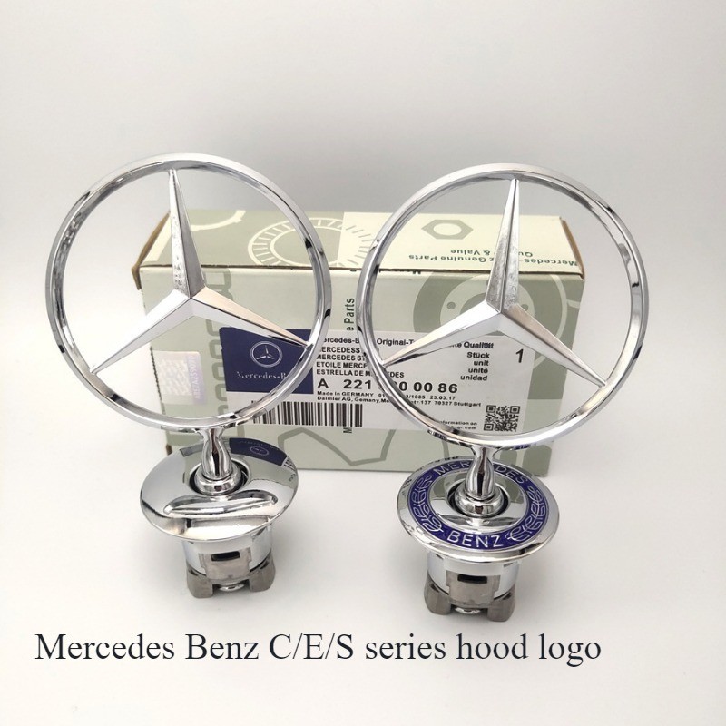 Mercedes Benz Logo Hood Star Emblem Badge Silver& Blue Front Bonnet ...